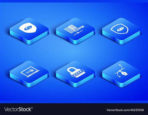 Set Bezier Curve Shield And Eye Password Vector Image