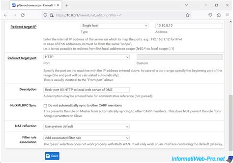 Redirect A Port In Nat Mode On Pfsense 2 6 Firewall Tutorials Informatiweb Pro
