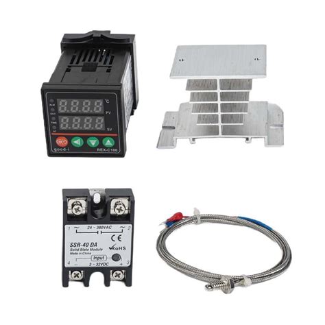 Set Of Thermostat Rex C100 Solid State Relay 40da Temperature Probe
