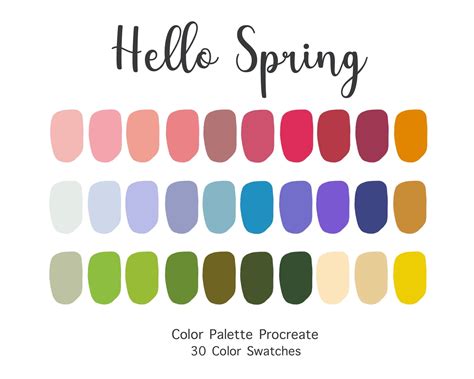 Procreate Color Palette Hello Spring Color Swatches Instant