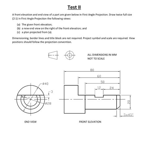 Solved Test Ii A Front Elevation And End View Of A Part Are