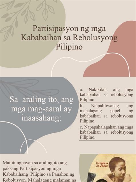 Ap Q1 W4 Partisipasyon Ng Mga Kababaihan Sa Rebolusyong Pilipino Pdf