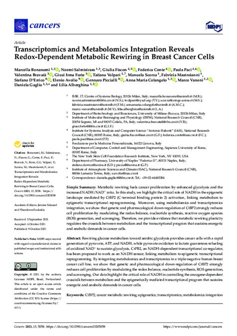 Pdf Transcriptomics And Metabolomics Integration Reveals Redox