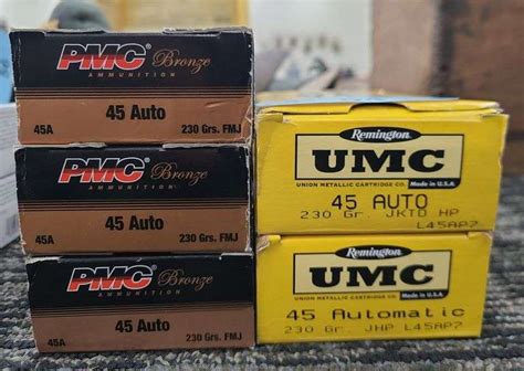 250 ct of umc and pmc 45 acp ammo kramer auction llc
