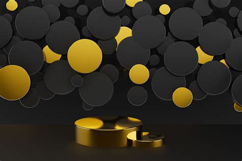 새해 검은 추상 무대 모형 두 개의 황금 원형 연단 모형 골드 서클 장식 템플릿 3d 일러스트 레이션 럭셔리 장면 프리젠 테이션 화장품 상품 광고 블랙 프라이데이 광고에