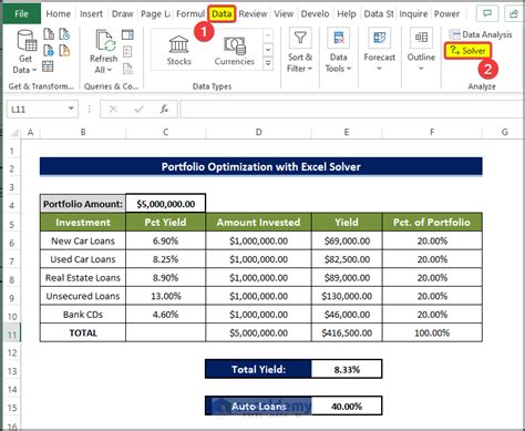 How To Do Portfolio Optimization Using Excel Solver 2 Easy Methods Exceldemy