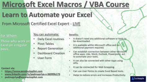 Padmapriya V On Linkedin Prerequisites 1 Basic Excel Knowledge 2 No Programming Knowledge