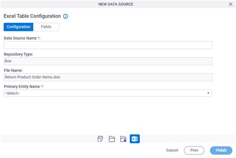 New Data Source Screen Microsoft Excel
