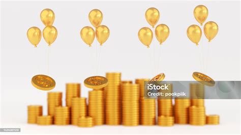 공중에서 금화 달러를 올리는 풍선 돈 인플레이션 개념 3d 렌더링 경제에 대한 스톡 사진 및 기타 이미지 경제 금융 날기 Istock