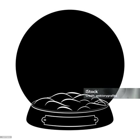 흰색 배경에 고립 된 크리스마스 스노우 글로브 실루엣 검은 유리 구 돔입니다 엑스레이 마법 장난감 빈 구 스노우 글로브 3차원 형태에 대한 스톡 벡터 아트 및 기타 이미지