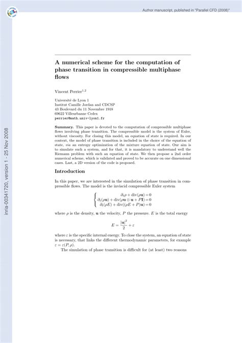 Pdf A Numerical Scheme For The Computation Of Phase Transition In