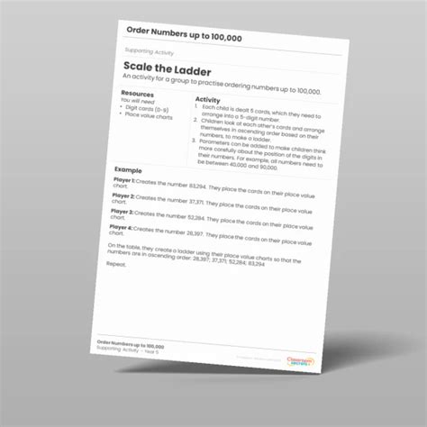 Year 5 Compare Numbers Up To 100 000 Supporting Activity Resource Classroom Secrets