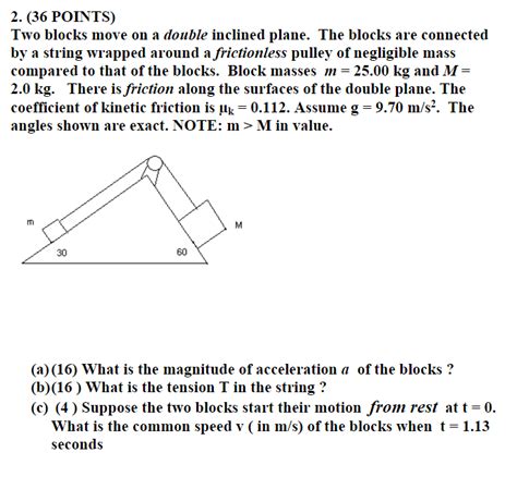 Solved 2 36 POINTS Two Blocks Move On A Double Inclined Chegg Com