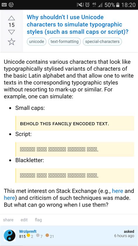 Text Formatting Why Shouldnt I Use Unicode Characters To Simulate Typographic Styles Such As
