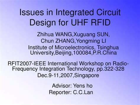 PPT Issues In Integrated Circuit Design For UHF RFID PowerPoint Presentation ID