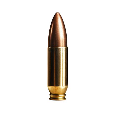 Isolated Bullet Showcasing Sleek Design And Metallic Finish On A Pure