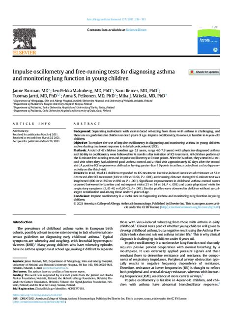 Pdf Cross Sectional Phenotyping Of Small Airway Dysfunction In Preschool Asthma Using The