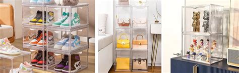 Attelite Clear Acrylic Display Case 3 Tier Display Shelf With 2 Movable Plate