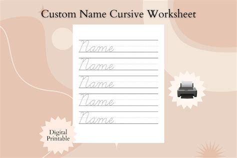 Custom Cursive Name Tracing Sheet Personalized Name Trace Etsy