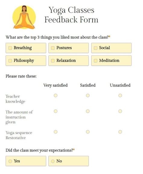 Yoga Classes Feedback Form Template 123formbuilder Yoga Classes Feedback Form Template 123formbuilder