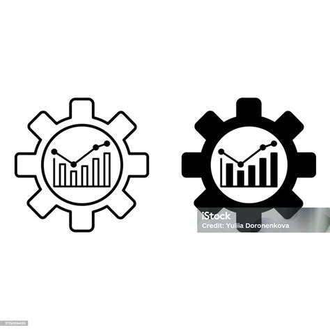 Productivity Icons Black And White Vector Icons Of Gear And Growth Chart Project Management