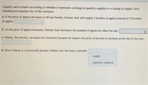 solved classify each scenario according to whether it