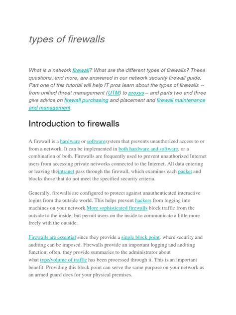 Types Of Firewall Pdf Firewall Computing Computer Network