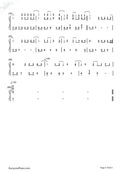 此情可待 Right Here Waiting双手简谱预览5 钢琴谱文件五线谱双手简谱数字谱MidiPDF免费下载