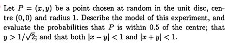 Solved Let Pxy Be A Point Chosen At Random In The Unit