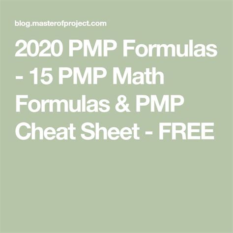 Pmp Formulas Cheat Sheet
