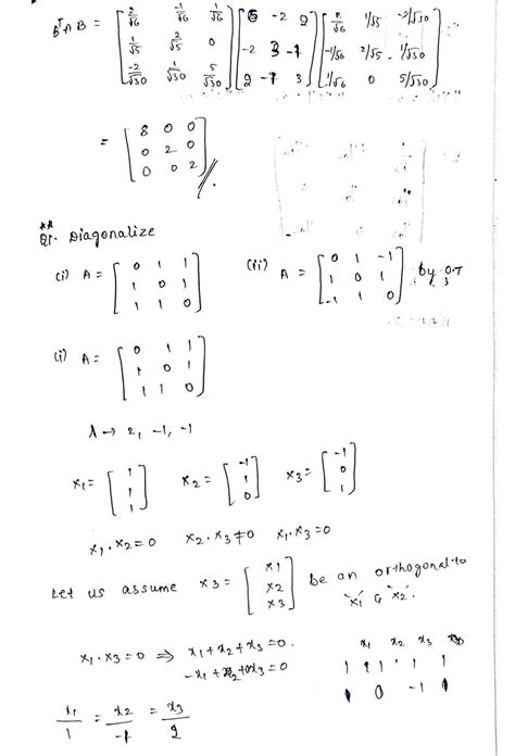 Diagonalization By Orthogonal Transformation Hand Written Notes In  Format