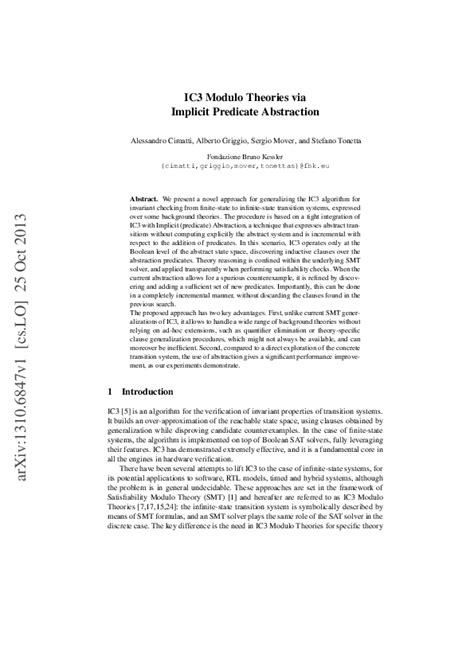 pdf ic3 modulo theories via implicit predicate abstraction