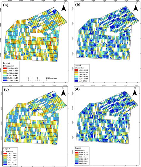 evapotranspiration map calculated by sebal algorithm for a 8 april 2019