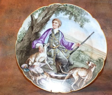 Тарелка Фарфор Охота Охотник с ружьем и собаками Limoges Франция — покупайте на Auction