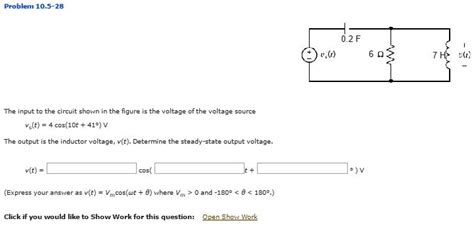 solved problem 10 5 28 the input to the circuit shown in the figure is