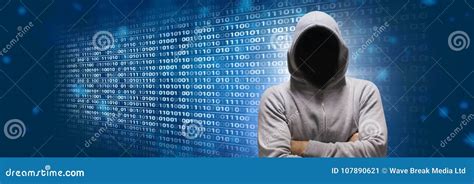 Anonymous Hacker With Computer Code Binary Interface Stock Image Image Of Colour Computer