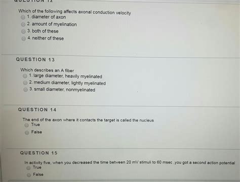Solved Which Of The Following Affects Axonal Conduction