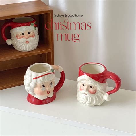 แก้วซานต้า คริสต์มาส มัคเซรามิค Santa Claus Mug Faryheyz Shopee Thailand