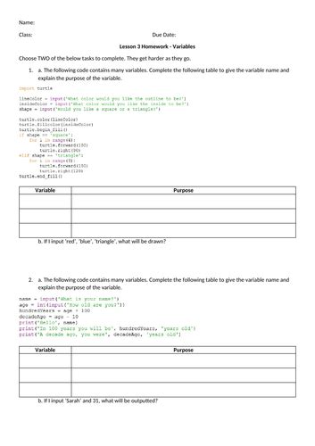 python turtle workbook teaching resources