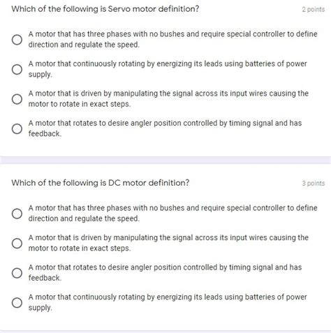 Solved Which Of The Following Is Servo Motor Definition Chegg Com