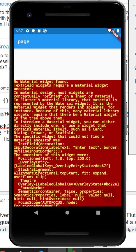 Android Flutter Overlay Widget With Textfield Stack Overflow
