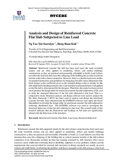 Pdf Analysis And Design Of Reinforced Concrete Flat Slab Subjected To Line Load
