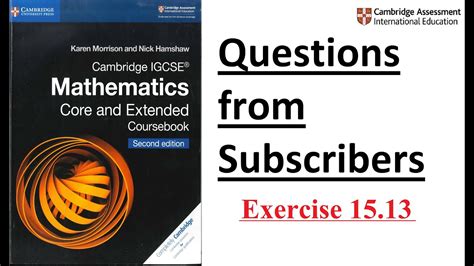 Chapter 15 Exercise 1513 For Subscriber Igcse Mathematics By