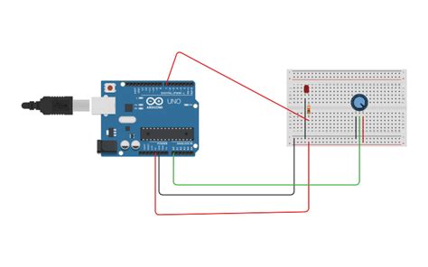 Circuit Design Controlling Led Using Potentiometer Tinkercad