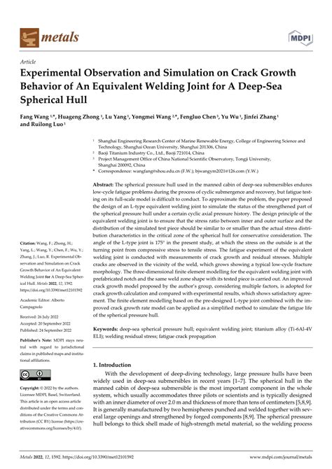 Pdf Experimental Observation And Simulation On Crack Growth Behavior Of An Equivalent Welding