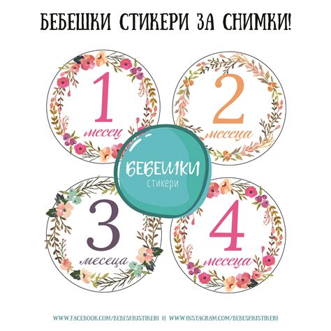 БЕБЕШКИ СТИКЕРИ ЗА ВСЕКИ МЕСЕЦ С ЦВЕТЯ