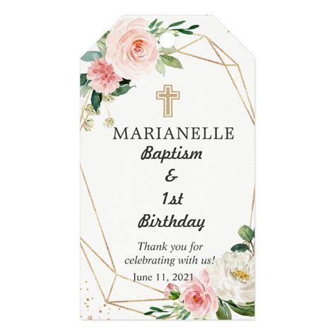 Etiquetas Para Regalos Bautismo Y Bautizo Florales Geom Tricos De Rubor Zazzle Com Ros