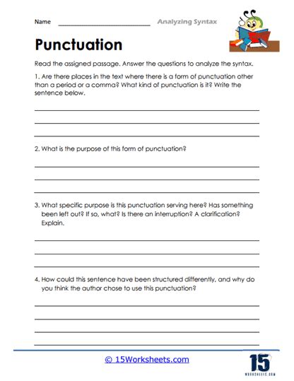 Analyzing Syntax Worksheets 15