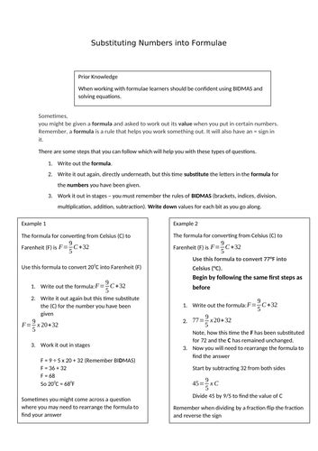 Substitution Into Formula Made Easy Full Lesson For Functional Skills Maths Teaching Resources