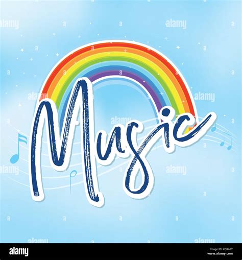 Rainbow And Music Notes In Background Illustration Stock Vector Image